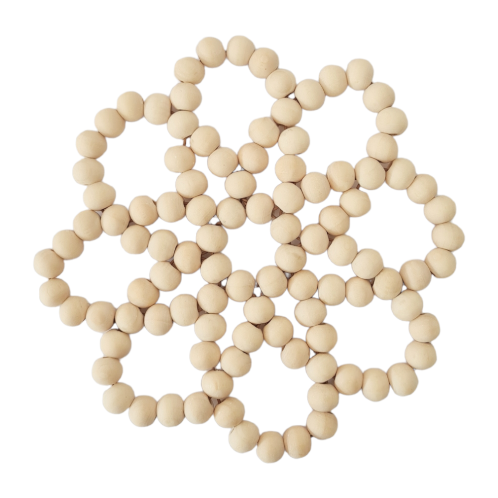 Wood Bead Flower Coasters - Beaded by Luci